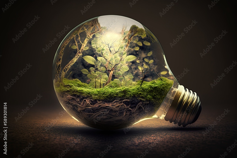 Nature in lightbulb. Ecology concept. Planet care, save the planet ...