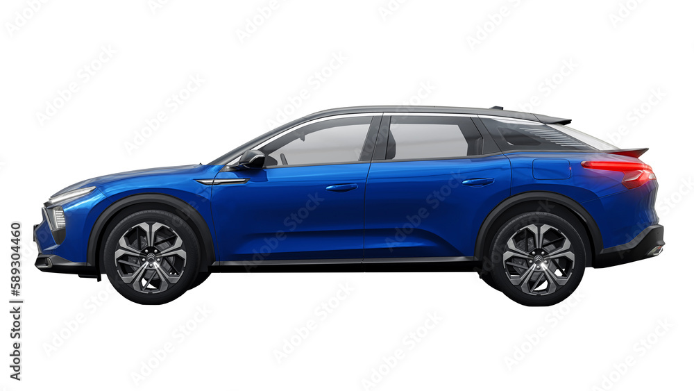 Paris, France. April 05, 2023. Blue Citroen C5X is a stylish and ...