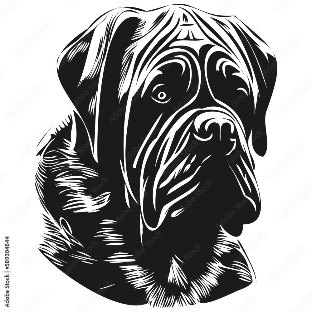 Cane Corso dog line art hand drawing vector logo black and white pets ...