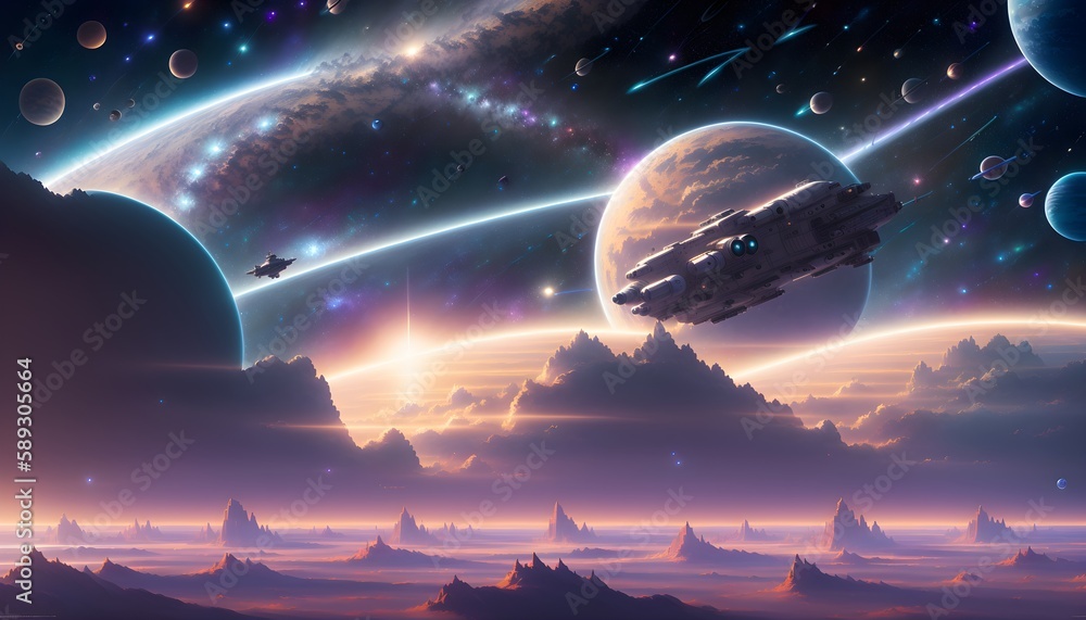 Planet with extraterrestrial civilization. Surface of another planet ...