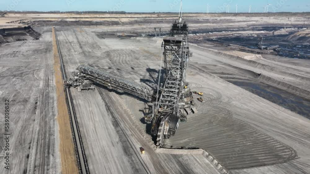 Impressive aerial video of a massive bucket wheel excavator in a German ...