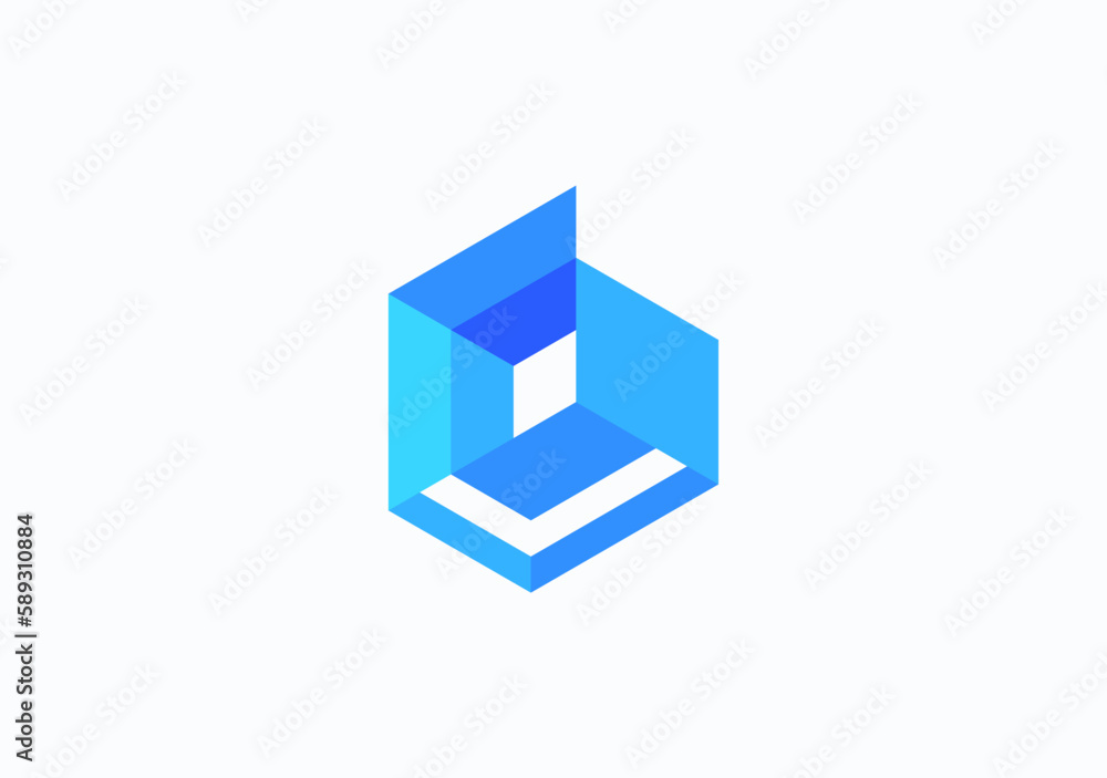 Modern Geometric letter G cube box and checkmark symbol Stock Vector ...