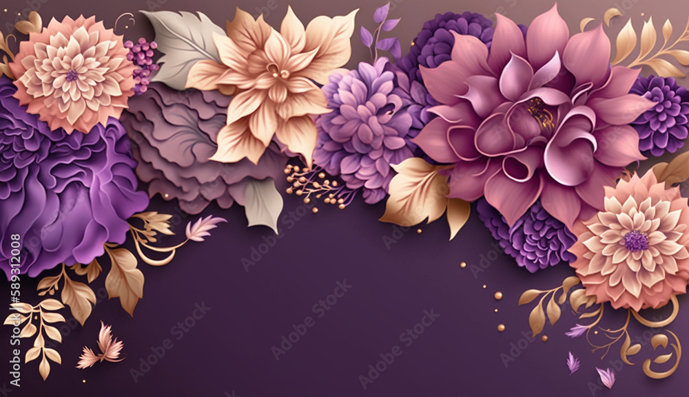 Assorted mauve color flower arranging border background AI Generated ...