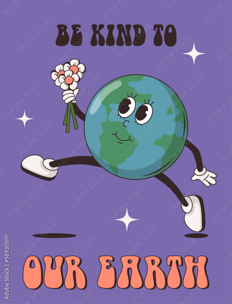 Vintage motivation poster or card design template with walking happy ...