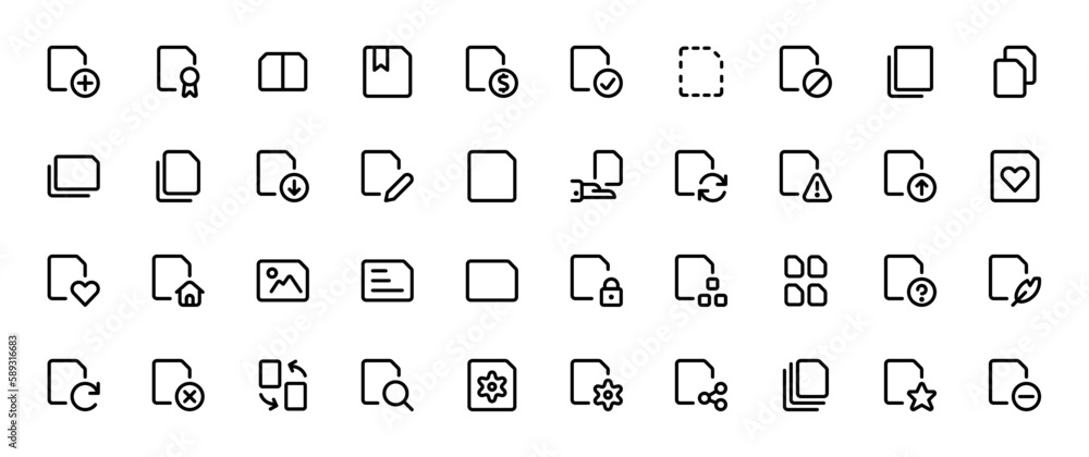 Document line, File, paper doc icon set. Documents symbol collection ...