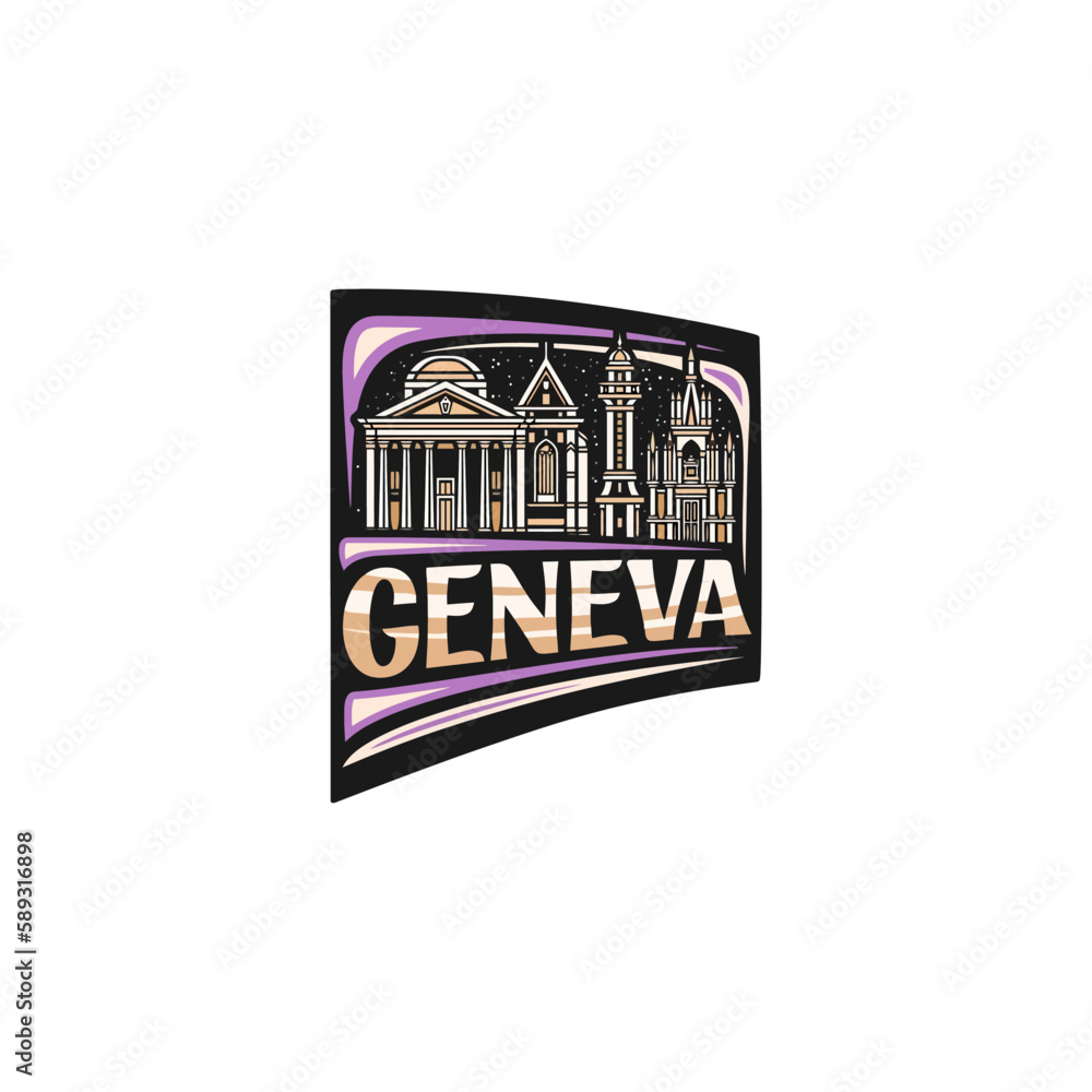 Geneva Skyline Landmark Flag Sticker Emblem Badge Travel Souvenir ...