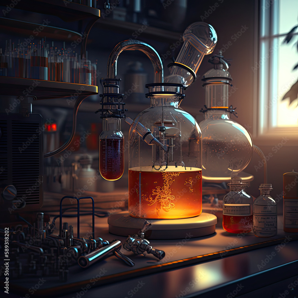 Mad Scientist Laboratory - Illustration of a chemistry laboratory ...
