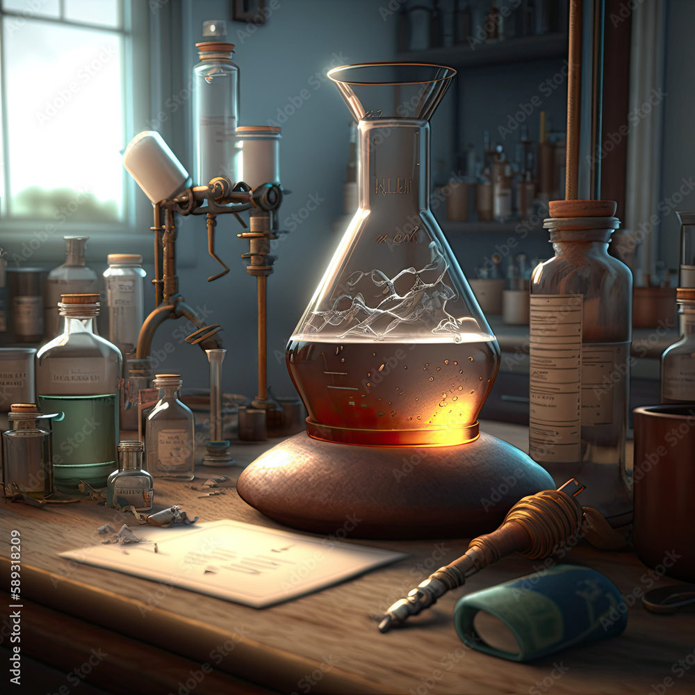 Mad Scientist Laboratory - Illustration of a chemistry laboratory ...