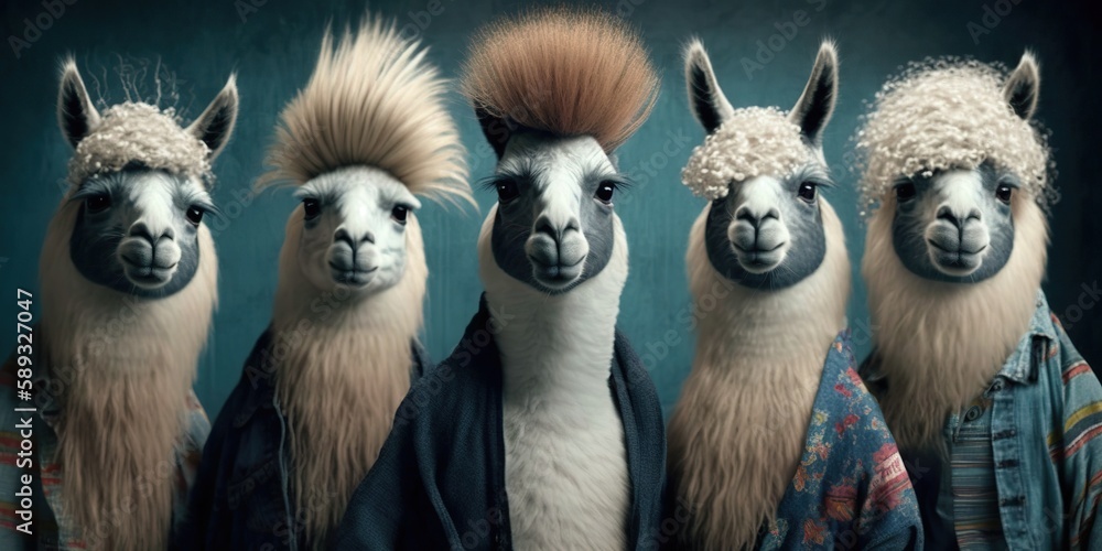 Group of llamas decide to form boy band, concept of Musical animals ...