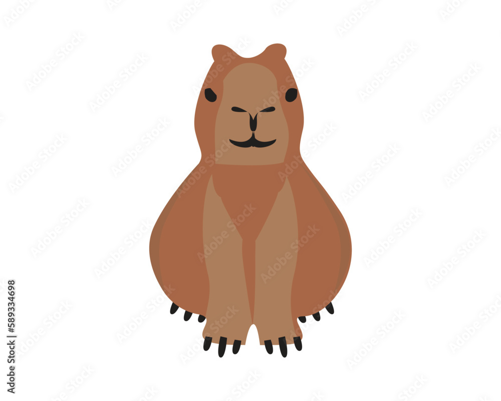 Poster Capybara Sits Upright Front View visualized with Simple ...