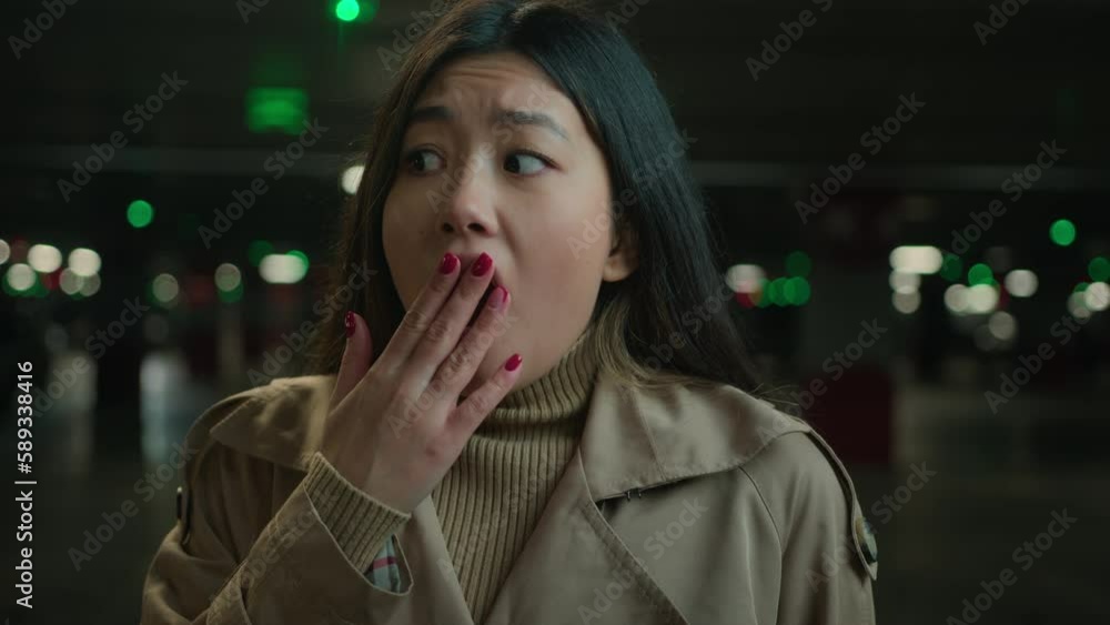 Video Stock Afraid girl Asian chinese japanese woman shocked bad news ...