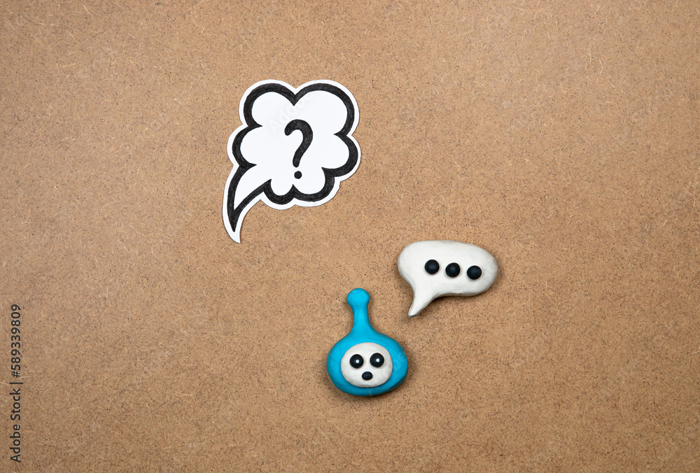 Bot with speech bubble, concept of chatting with bot. Asking question ...