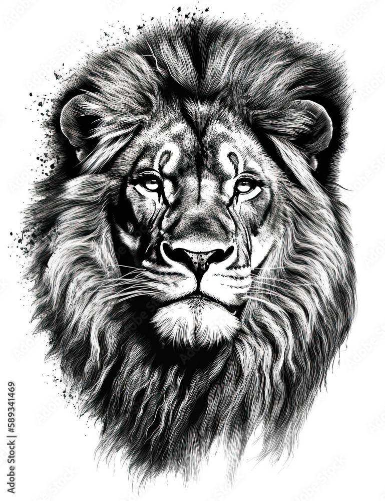 Lion Illustration, realistic, graphical resource for logo design ...