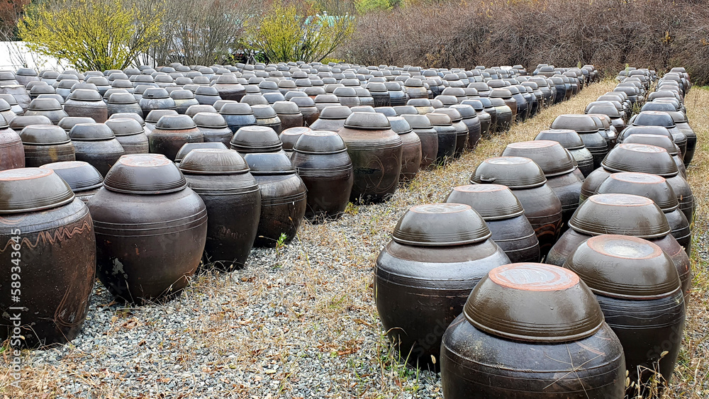 Korean traditional seasoning container, jangdokdae, and ripening ...