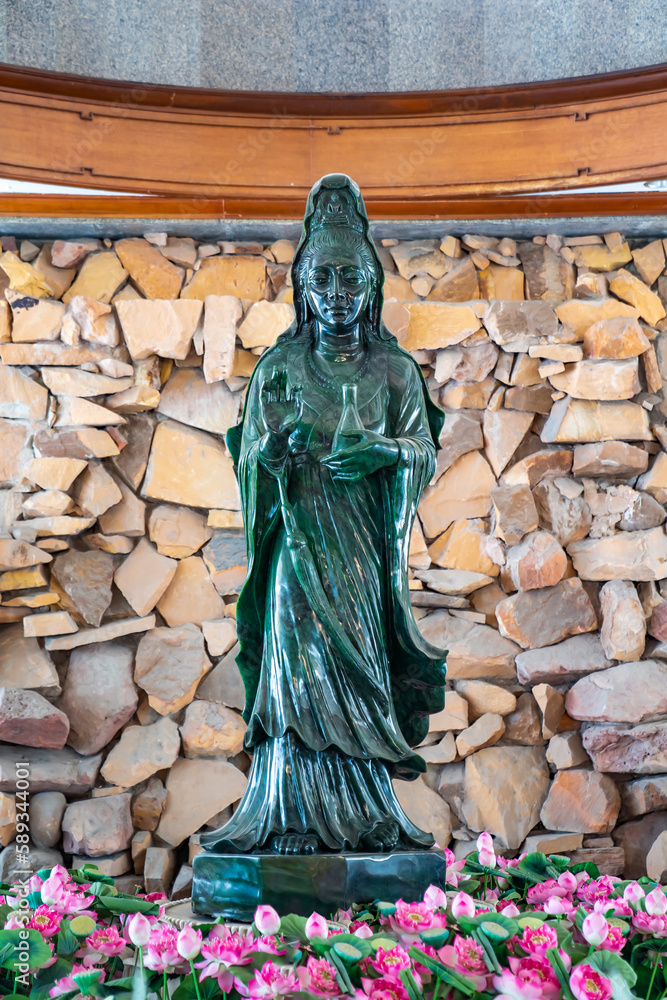 The Big Jade Guanyin Goddess Of Mercy Standing On Lotus In
