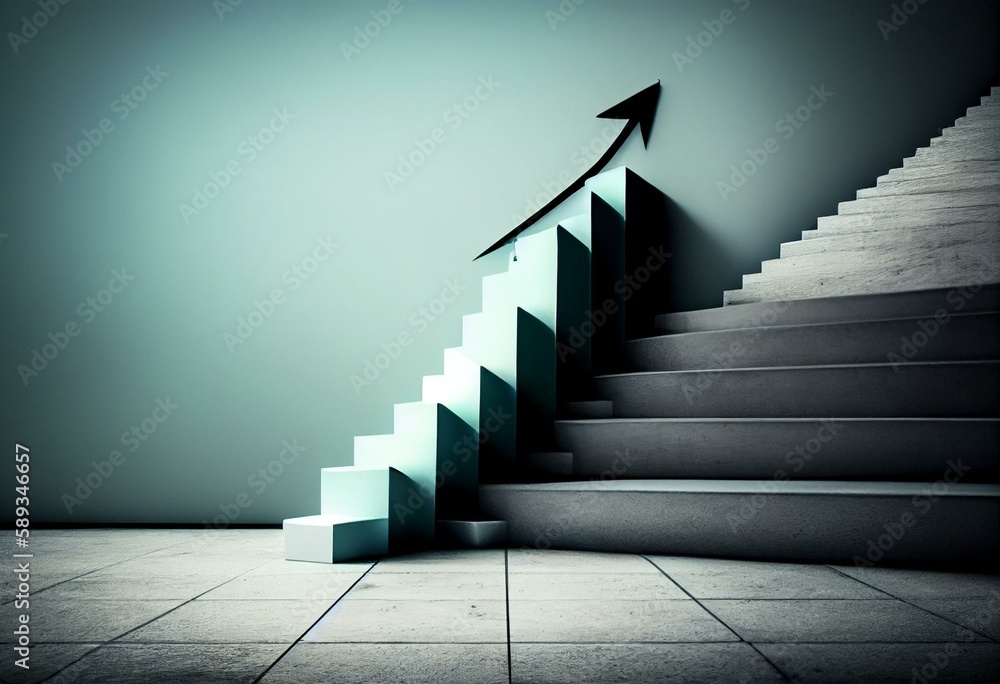 Growth arrow step up staircase success concept on creative business ...