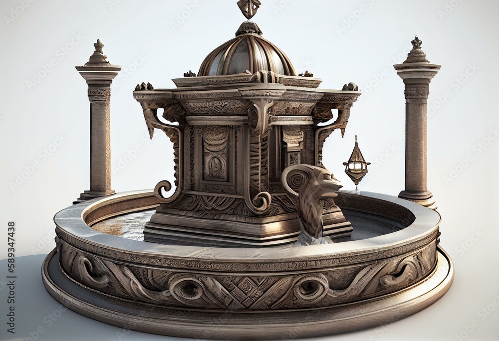 King Solomon's temple with large basin call Brazen Sea and bronze altar ...