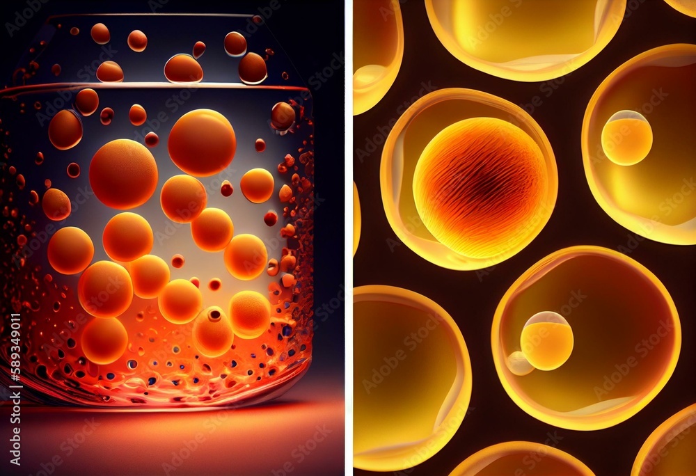 3D renderings of skin cells. Serum is absorbed via the skin to lessen ...