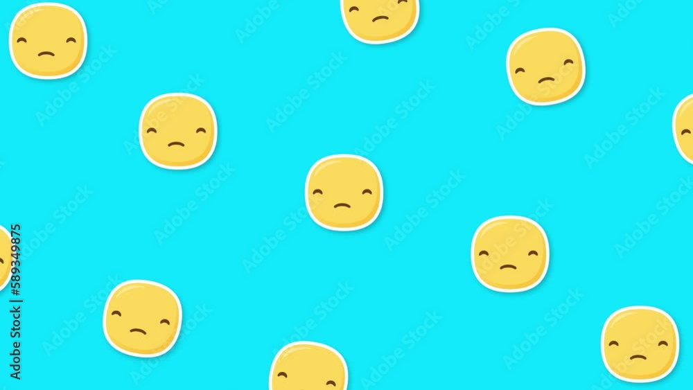 sad face emoji blue background Stock Video | Adobe Stock
