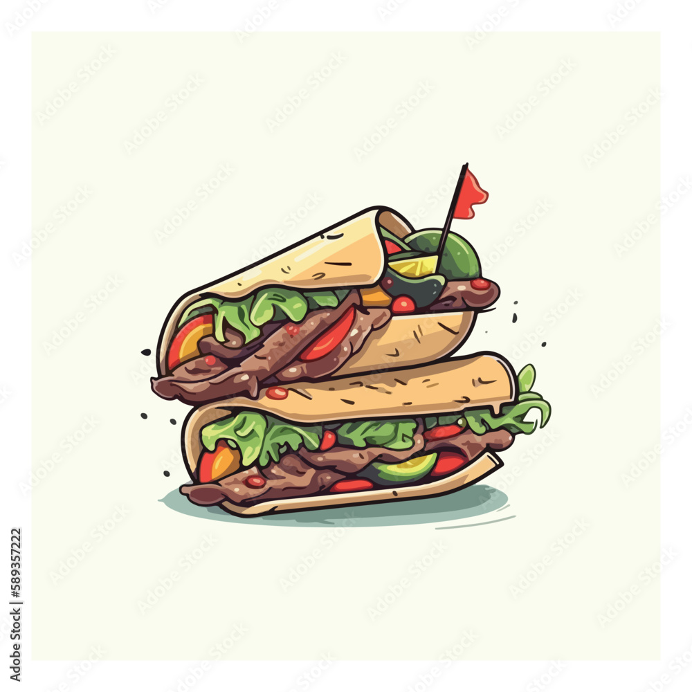 kebab vector logo, typical turkish delicious food Stock Vector | Adobe ...