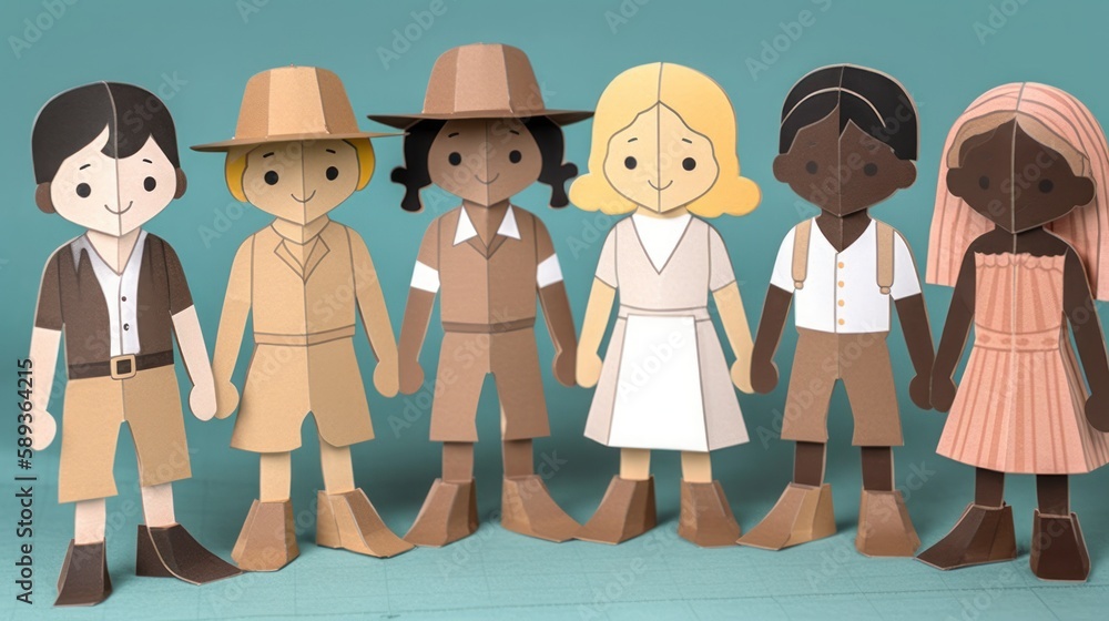 Multicultural Papercut Kids Celebrating Children's Day,people from all ...