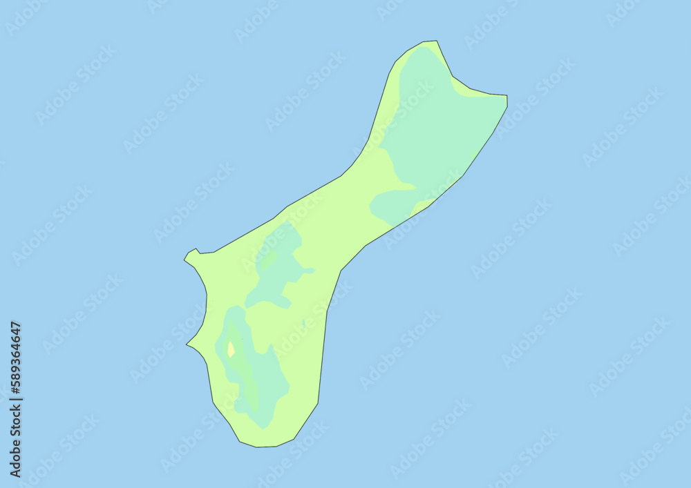 High detailed vector Guam physical map, topographic map of Guam on ...