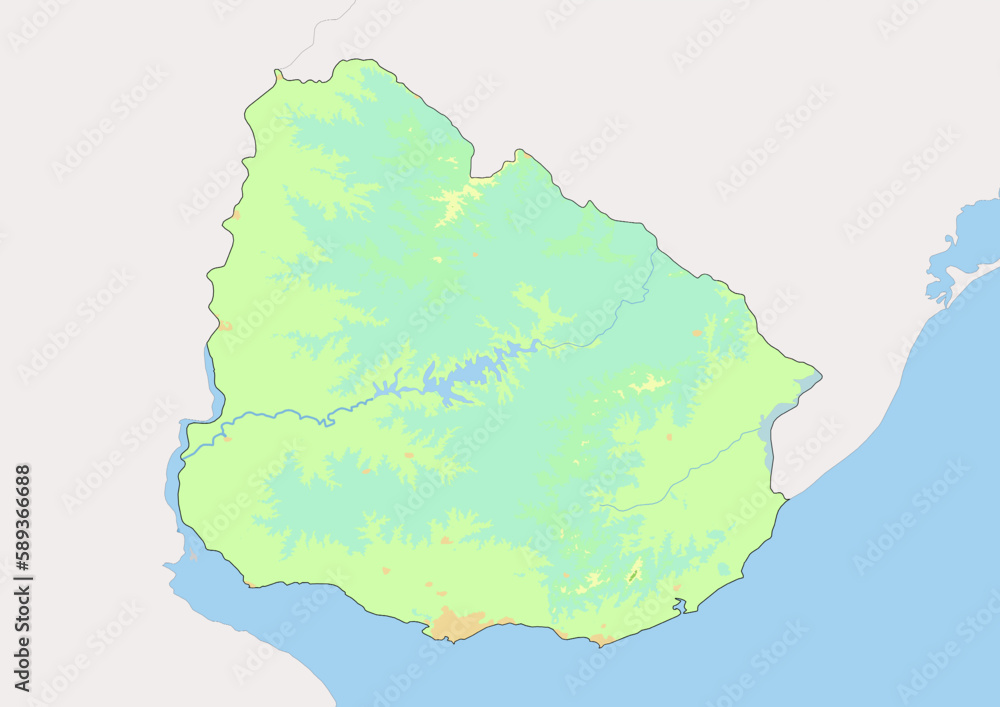 Fototapeta: High detailed vector Uruguay physical map, topographic map ...