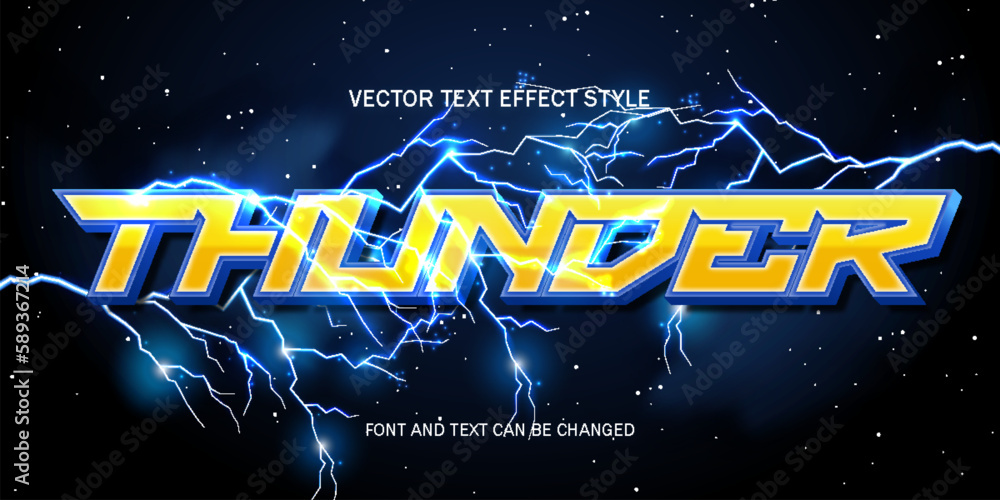 thunder lightning flash yellow bold typography editable text effect font style template ...