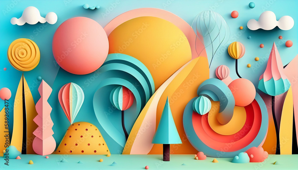 Fun and playful vector background with whimsical shapes and bright ...