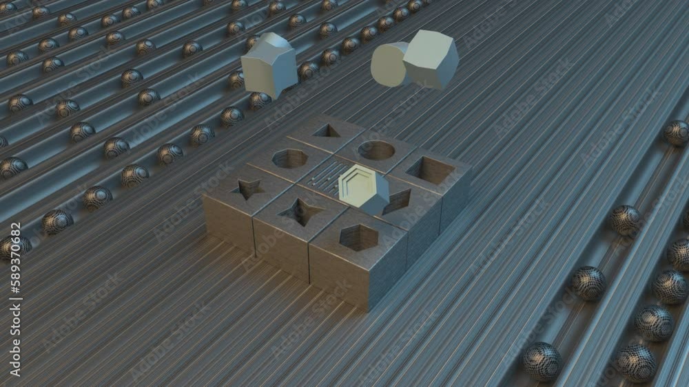 3d render of looped animation with geometric shapes. Infinite animation ...