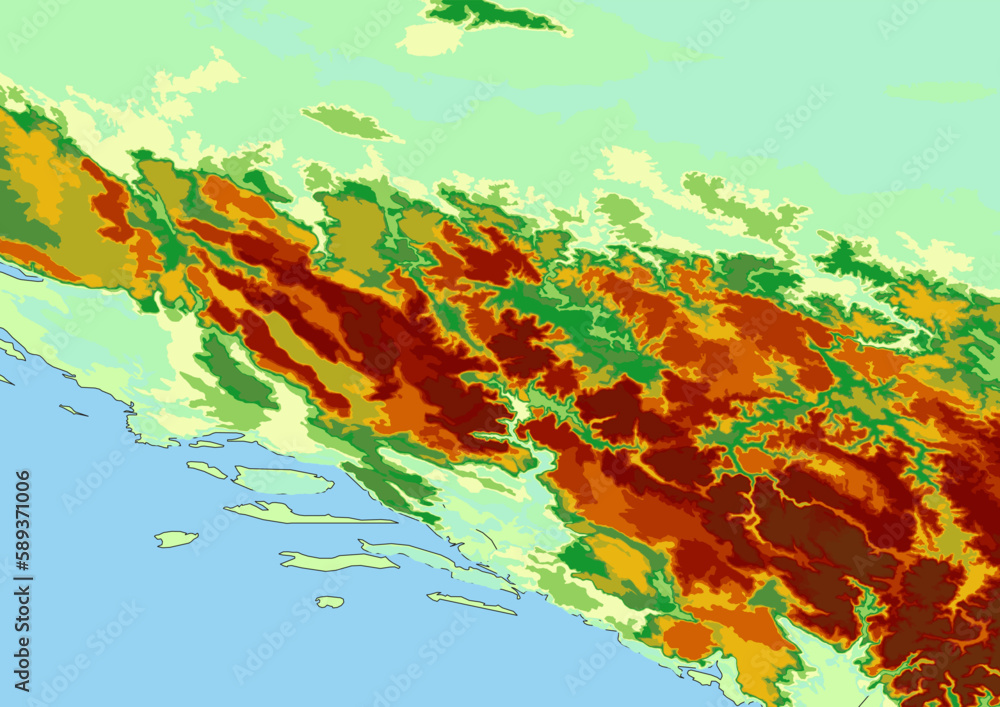High detailed vector Bosnia and Herzegovina physical map, topographic ...