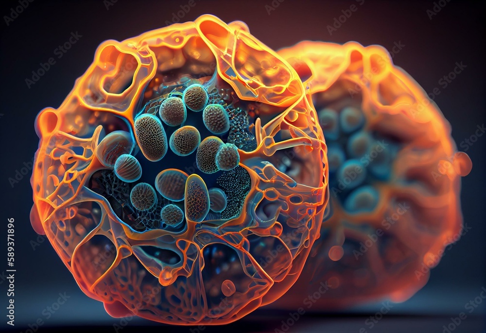 molecular structure of cell and complex microbiological process of cell ...