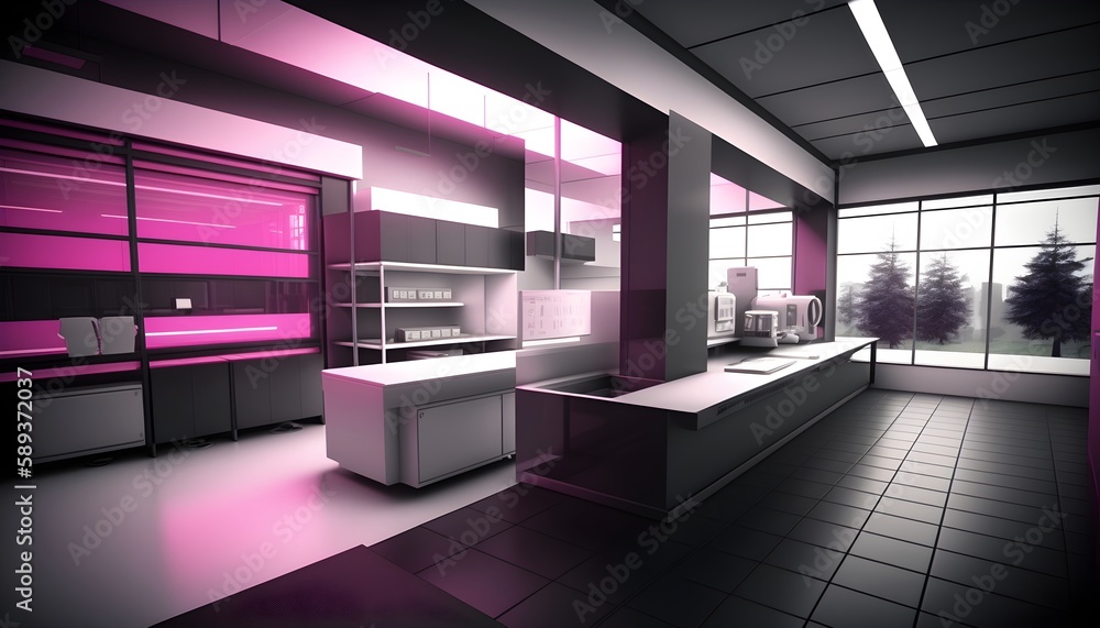 interior design of hi-tech futuristic clinical laboratory, ultra modern ...