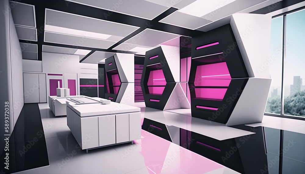 interior design of hi-tech futuristic clinical laboratory, ultra modern ...