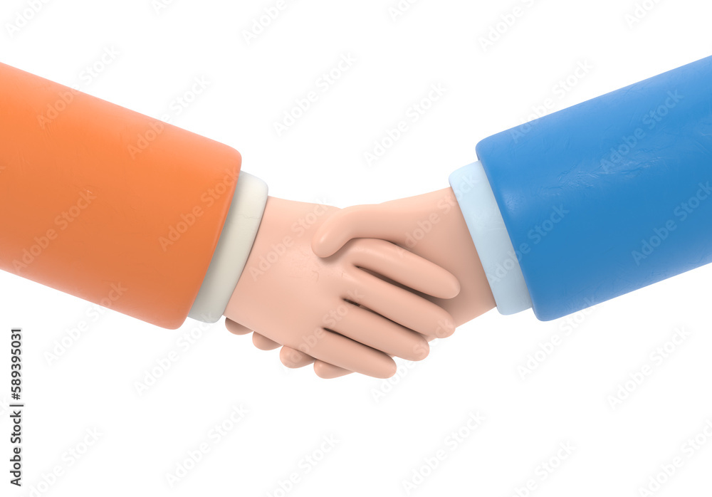 Transparent Backgrounds Mock-up.Deal icon. Cartoon character handshake ...