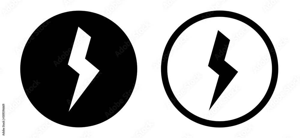 High voltage electricity web and computer icons set on transparent ...