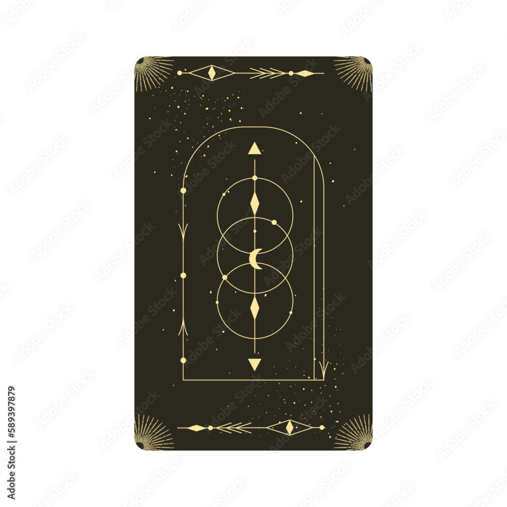 Tarot card with mystic celestial frame. Boho esoteric tarot card with ...