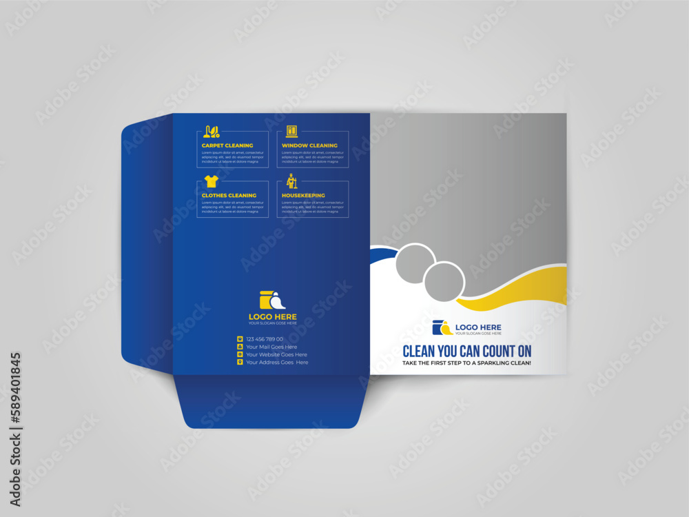 Cleaning Service Presentation folder template design, Folder design ...