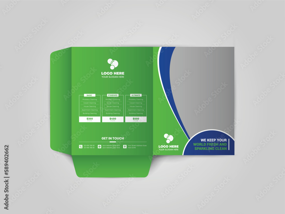 Cleaning Service Business Presentation folder for files, design. The ...