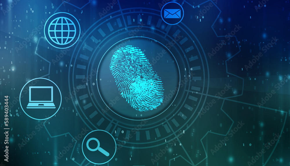 Abstract security system concept with fingerprint on technology ...