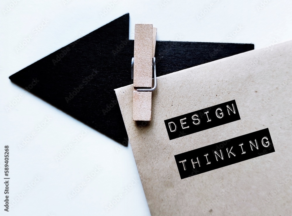 Arrow background with text on craft paper DESIGN THINKING, means ...