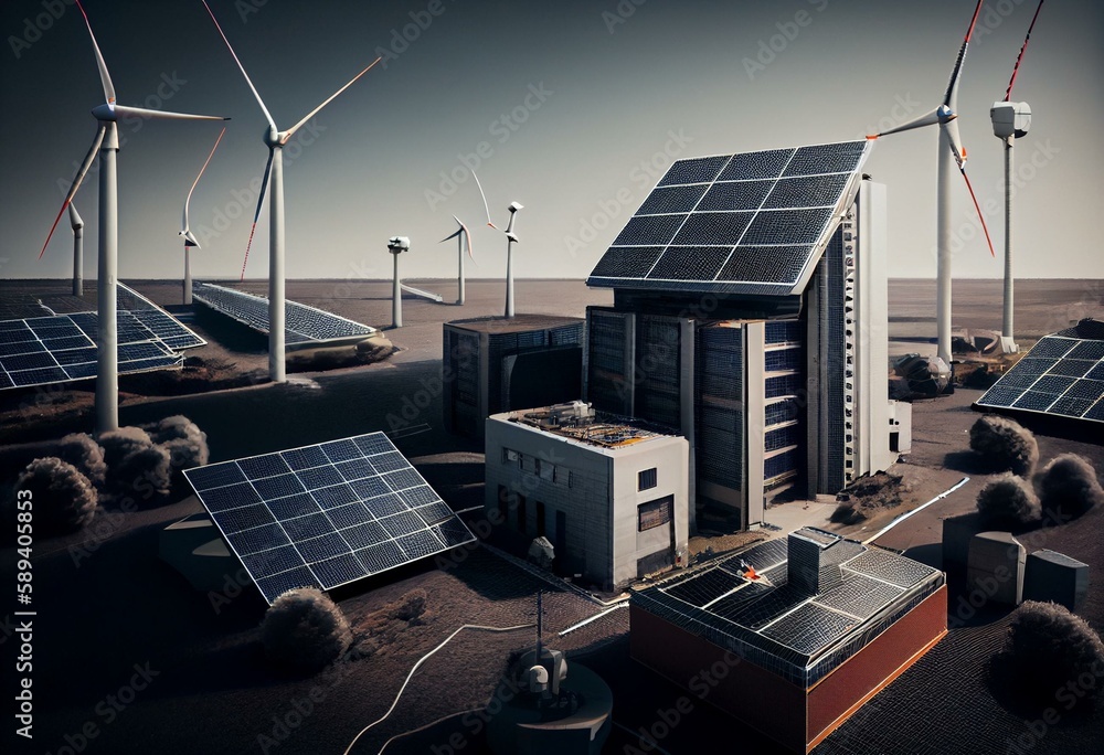 solar cell plant and wind generators in urban area connected to smart ...