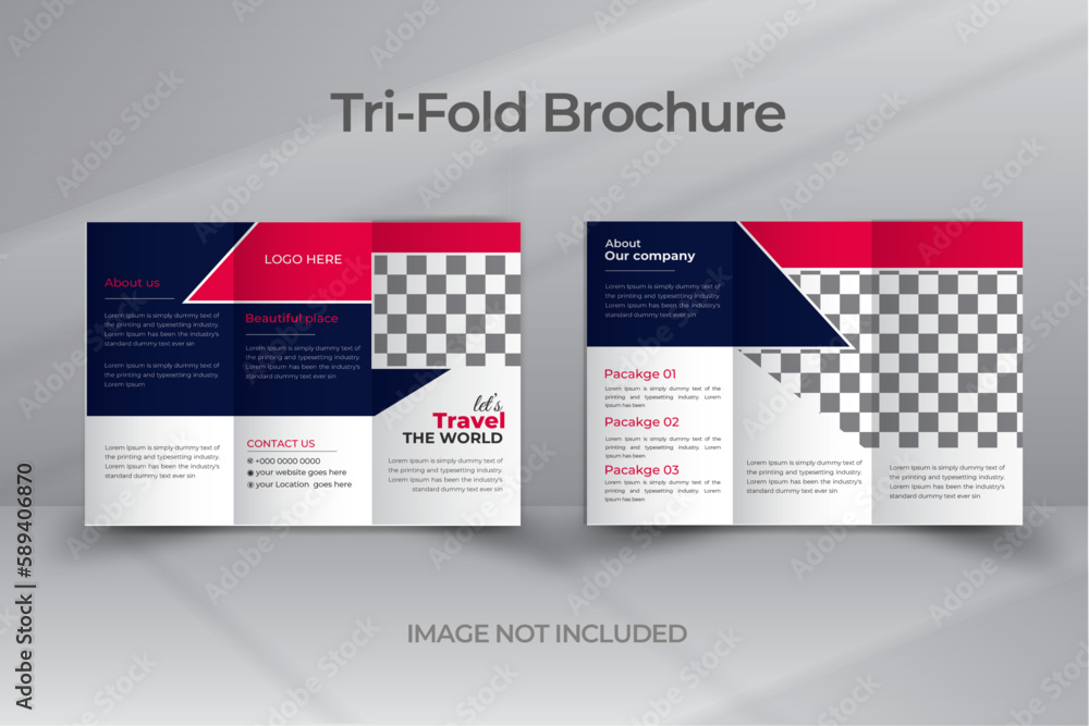 Tour and Travel Tri Fold Brochure Template With Blue and Dark Colors ...