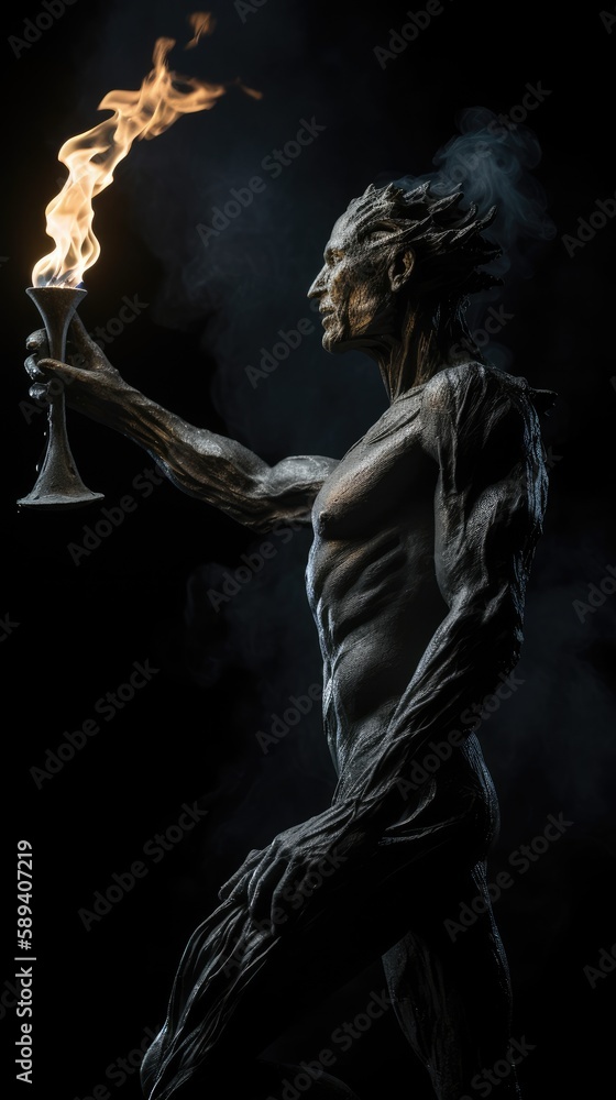 Greek Mythology ,Prometheus' Fire Theft, Dark Ambiance background. Gen ...