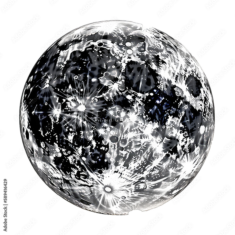 full moon illustration on transparent background , ai generated Stock ...