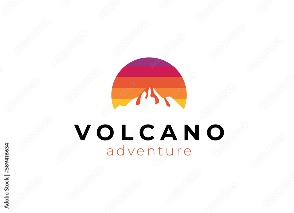 Eruption Volcano Mountain Logo Design Template. Volcano Vector Logo ...