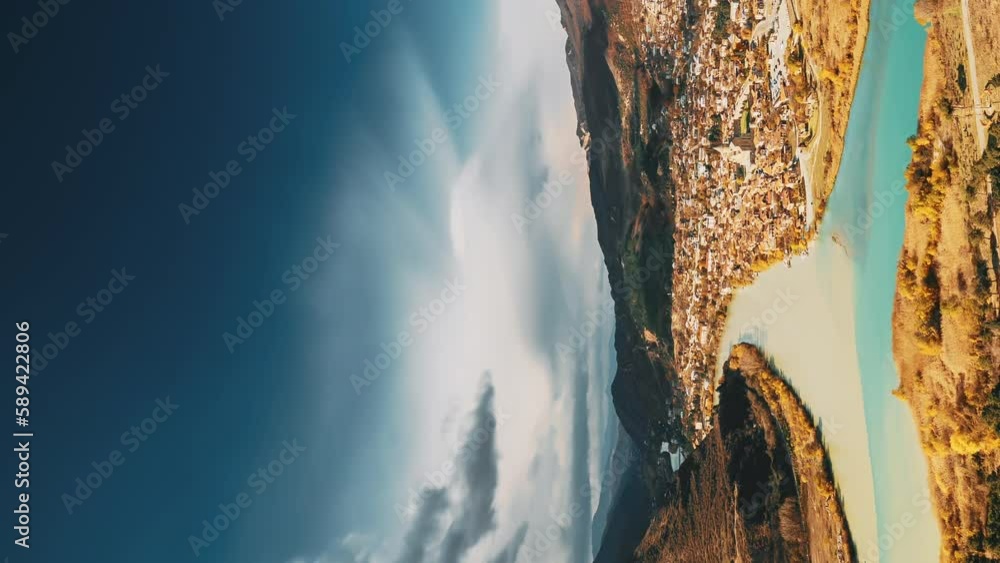 Mtskheta Georgia. Vertical Footage Video Top View Skyline Of Ancient ...