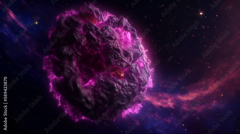 3D giant purple space planet of fantasy galaxy world, . Purple planet ...