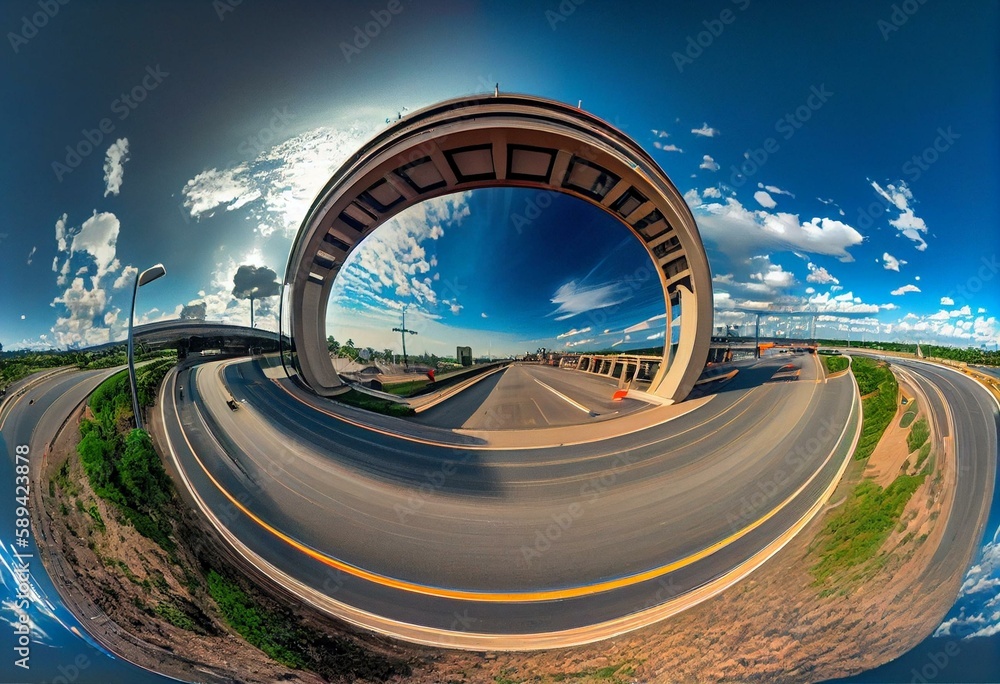 Spherical HDRI panorama 360 degrees angle view of Expressway road ...