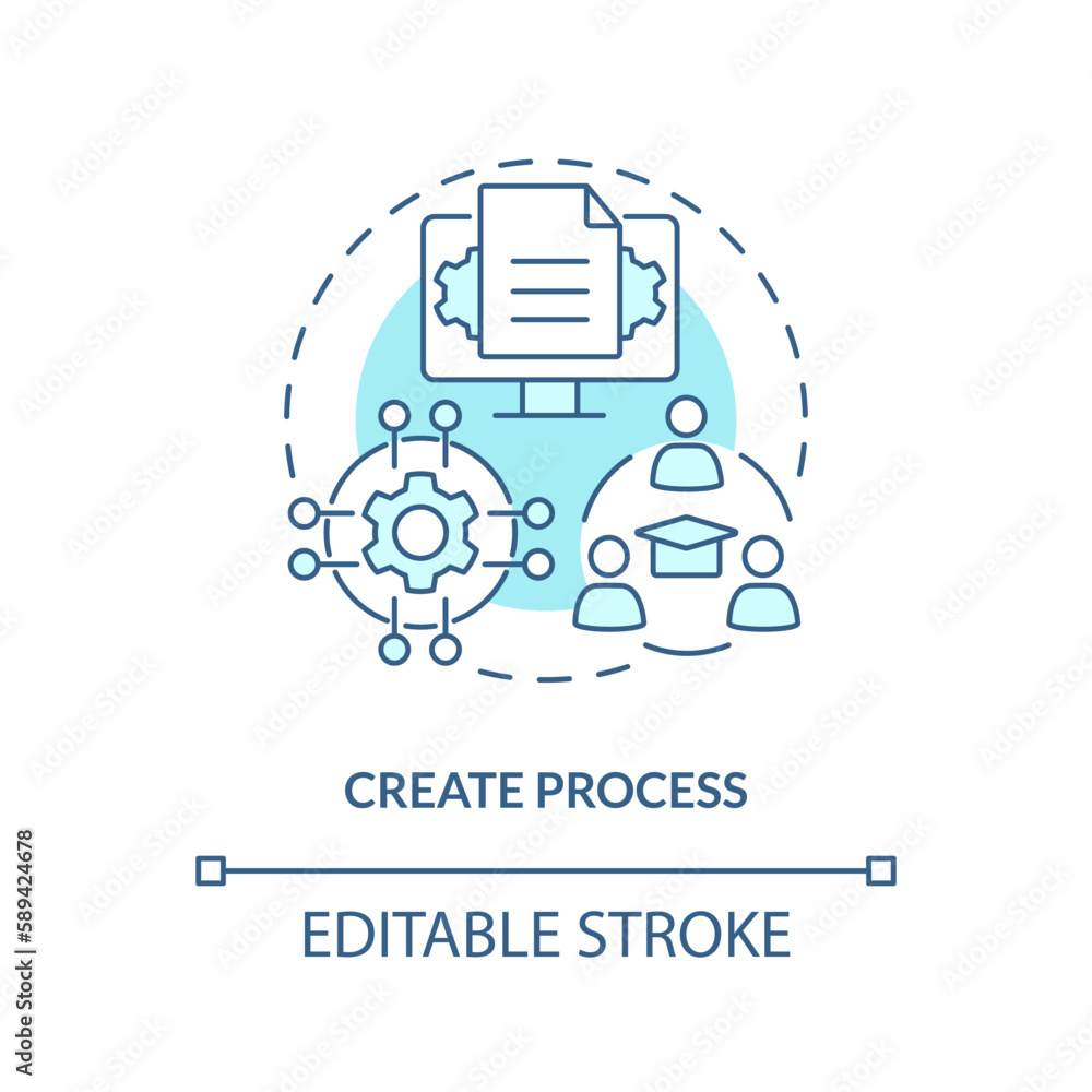 Create process turquoise concept icon. Work instructions. Standardized ...